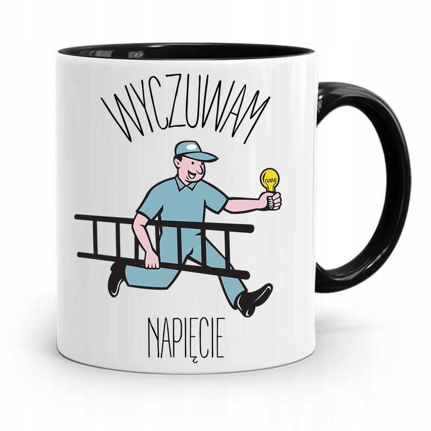 KUBEK CZARNY PREZENT ELEKTRYKA WUCZYWAM NAPIĘCIE z Nadrukiem ze Zdjęciem - PoliDraw | Sklep ...