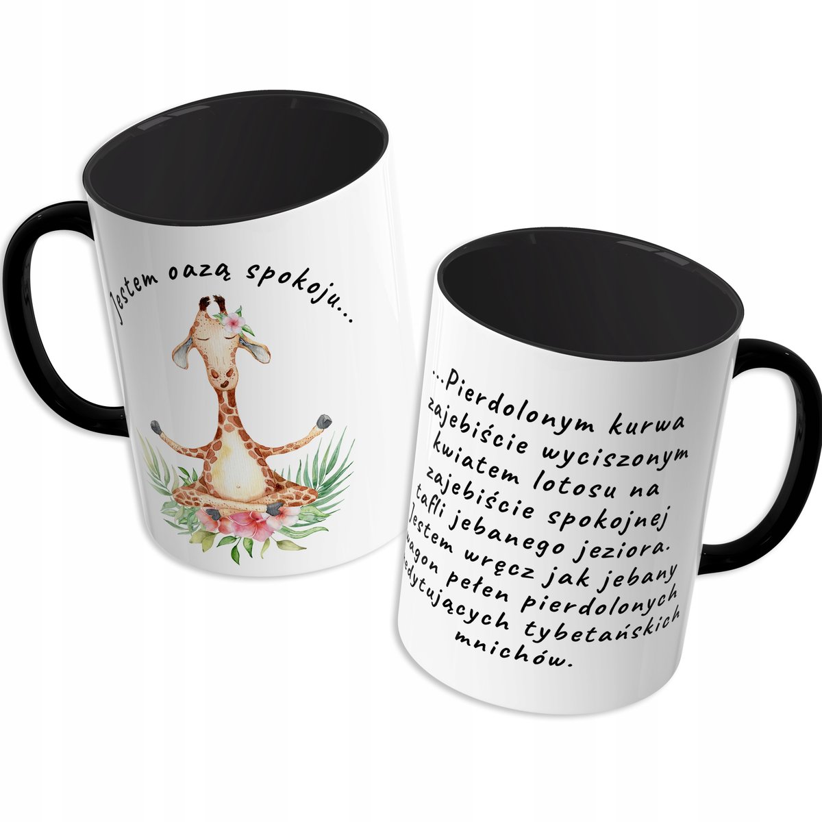 KUBEK Czarny Prezent JESTEM OAZĄ SPOKOJU Wzory - Inna marka | Sklep EMPIK.COM