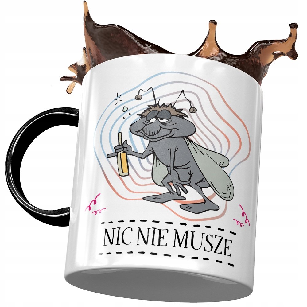 Kubek Czarny Śmieszny Nic Nie Musze Prezent z Nadrukiem ze Zdjęciem ...