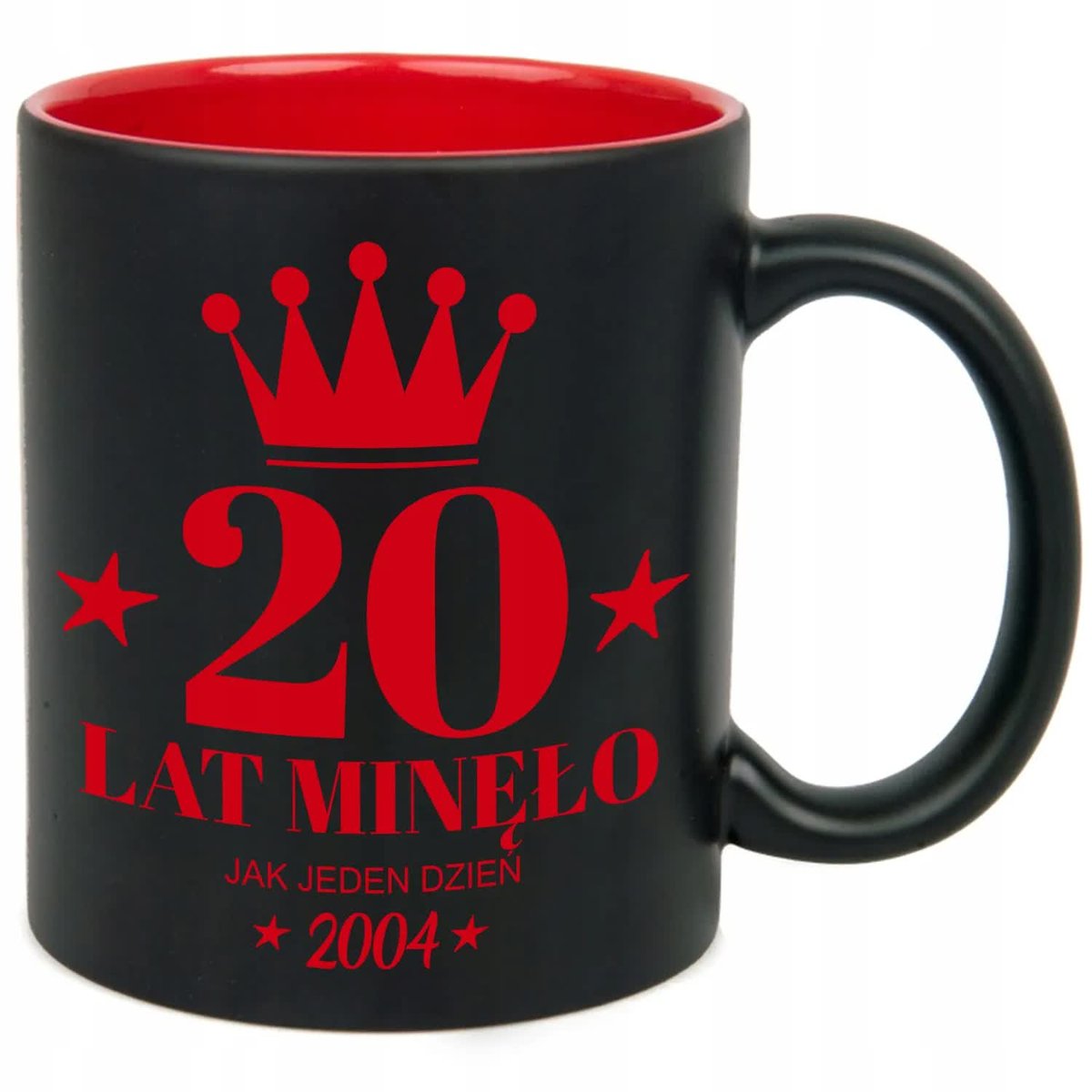 KUBEK CZARNY WNĘTRZE CZERWONE IDEALNY PREZENT NA 20 URODZINY ROCZKNIK WZORY - Inna marka | Sklep ...