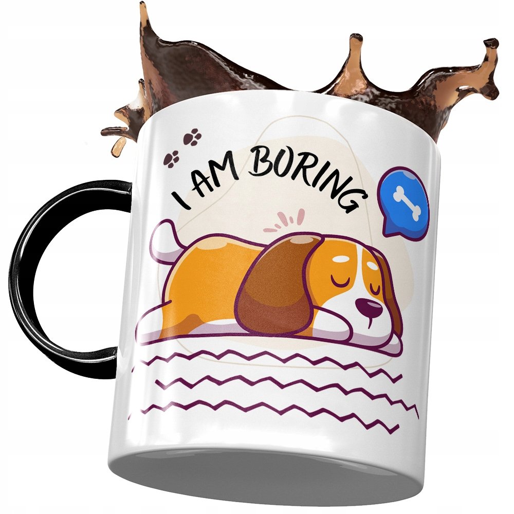 Kubek Czarny z Pieskiem Psem Słodki na Prezent z Nadrukiem ze Zdjęciem ...