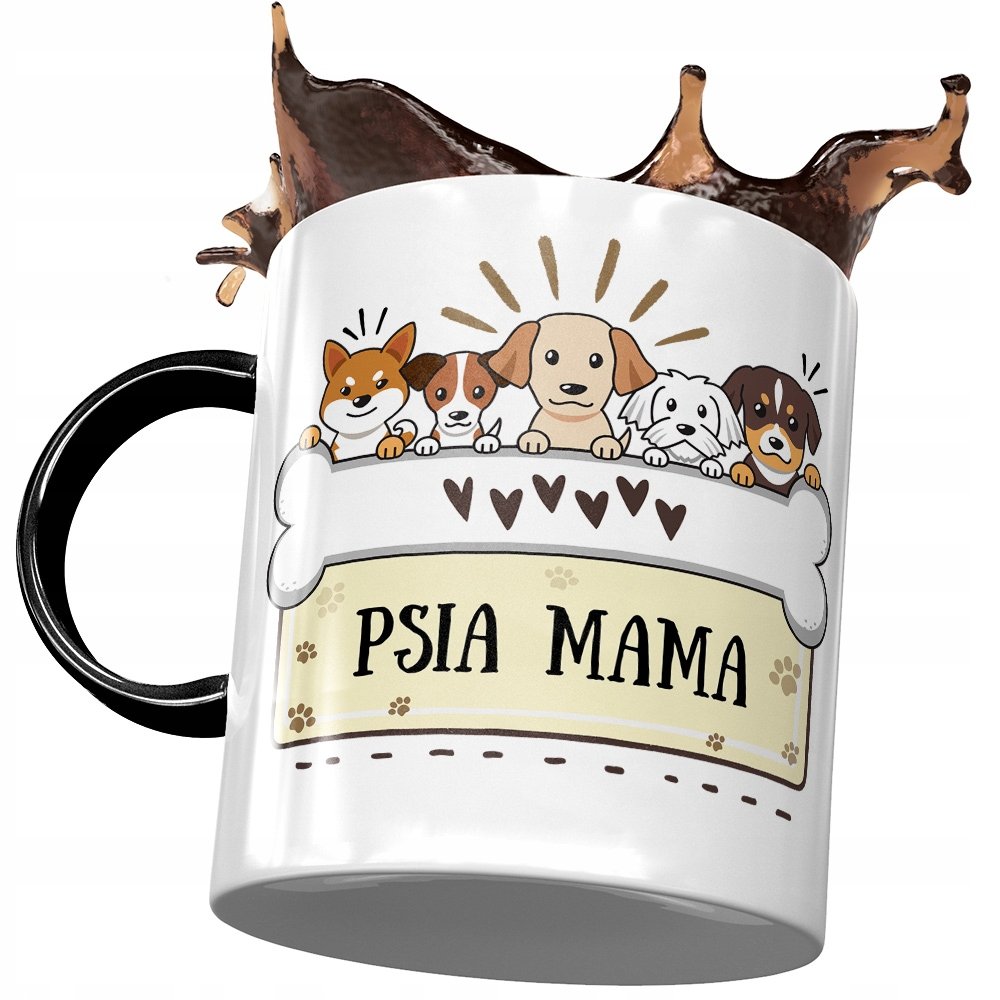 Kubek Czarny Z Pieskiem Psem Słodki Na Prezent Z Nadrukiem Ze Zdjęciem ...