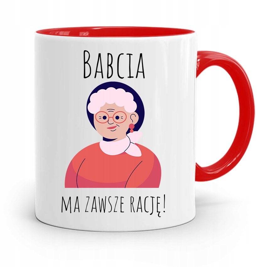 KUBEK CZERWONY DLA BABCI BABCIA ZAWSZE MA RACJE z Nadrukiem ze Zdjęciem - PoliDraw | Sklep EMPIK.COM