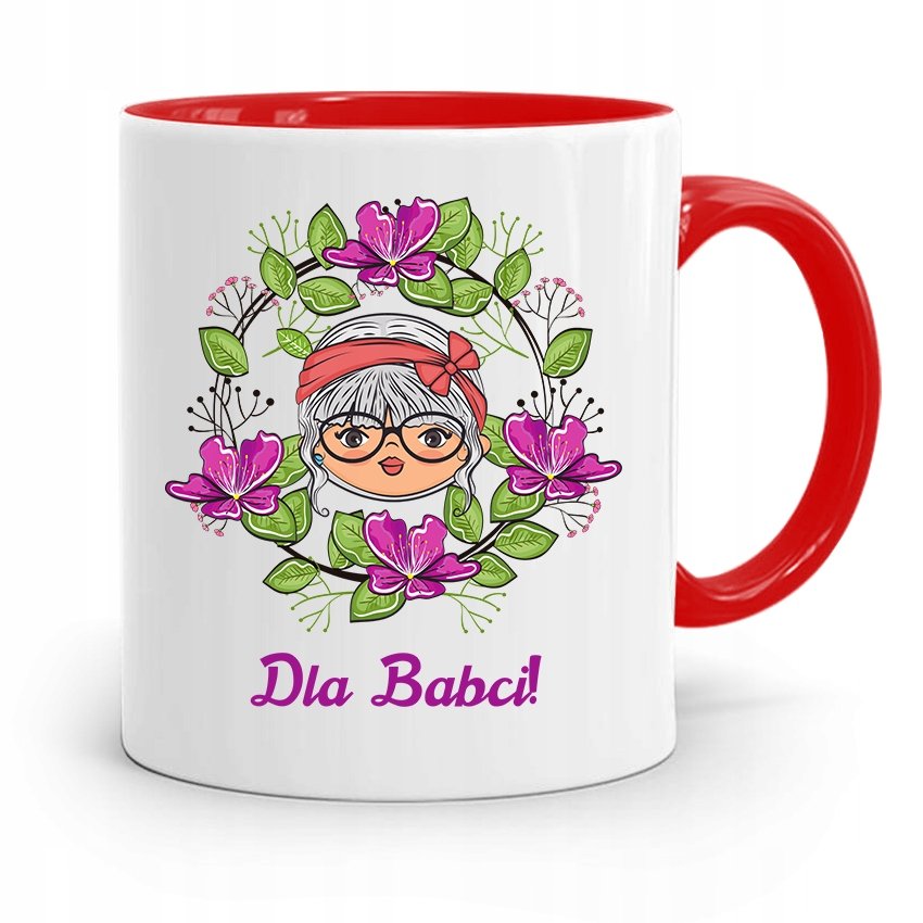KUBEK CZERWONY DLA BABCI DLA BABCI z Nadrukiem ze Zdjęciem - PoliDraw | Sklep EMPIK.COM