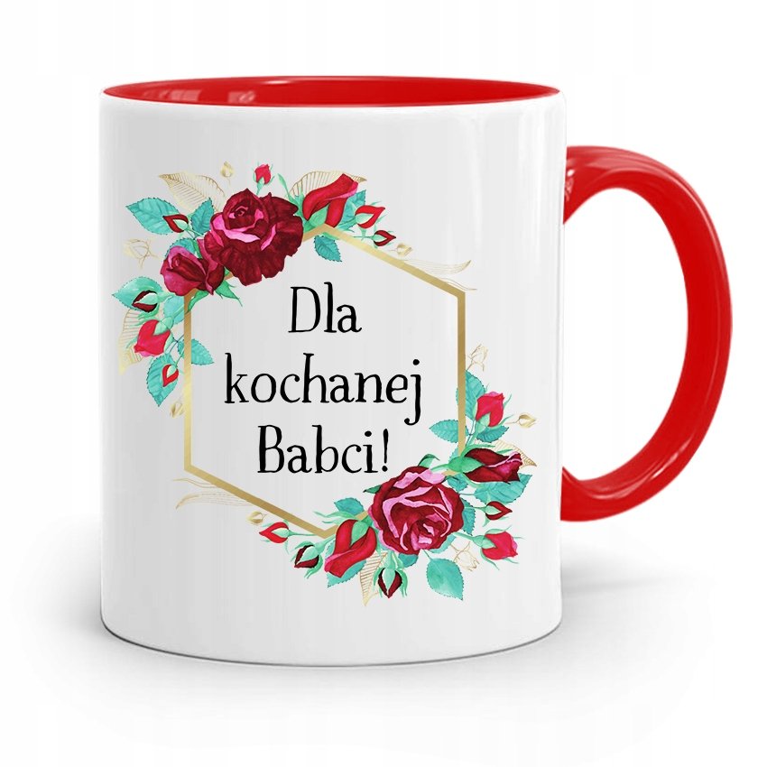 KUBEK CZERWONY DLA BABCI DLA KOCHANEJ BABCI z Nadrukiem ze Zdjęciem - PoliDraw | Sklep EMPIK.COM