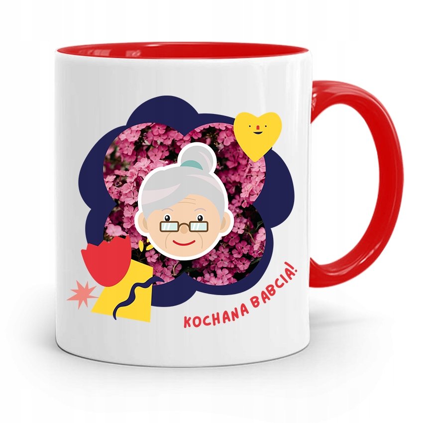 KUBEK CZERWONY DLA BABCI KOCHANA BABCIA z Nadrukiem ze Zdjęciem - PoliDraw | Sklep EMPIK.COM