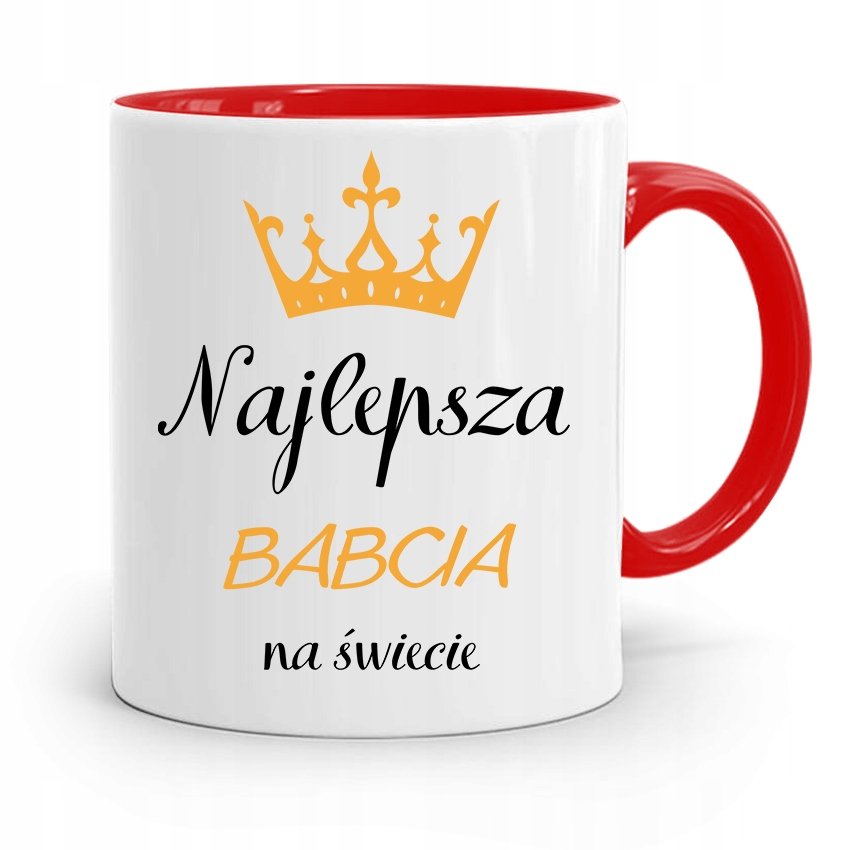 KUBEK CZERWONY DLA BABCI NAJLEPSZA BABCIA z Nadrukiem ze Zdjęciem - PoliDraw | Sklep EMPIK.COM