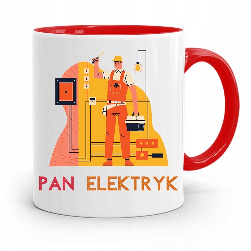 KUBEK CZERWONY DLA ELEKTRYKA PAN ELEKTRYK z Nadrukiem ze Zdjęciem - PoliDraw | Sklep EMPIK.COM