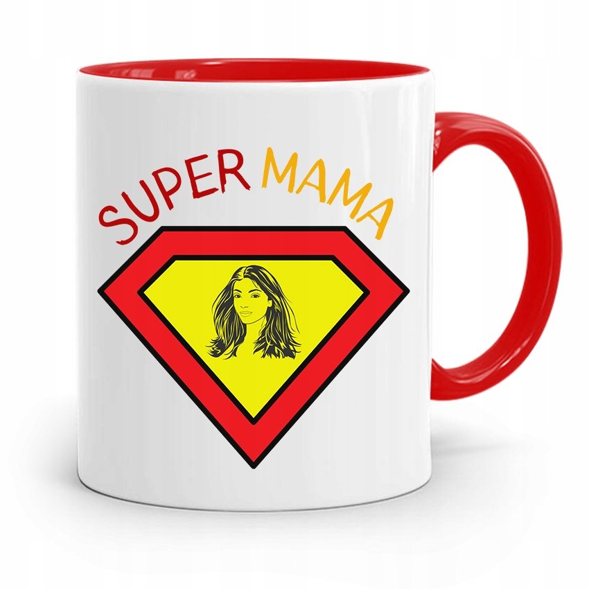 KUBEK CZERWONY PREZENT DLA SUPER MAMY MATKI z Nadrukiem ze Zdjęciem ...