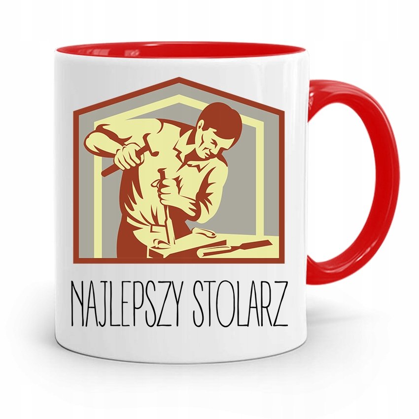KUBEK CZERWONY PREZENT STOLARZA NAJLEPSZY STOLARZ z Nadrukiem ze ...
