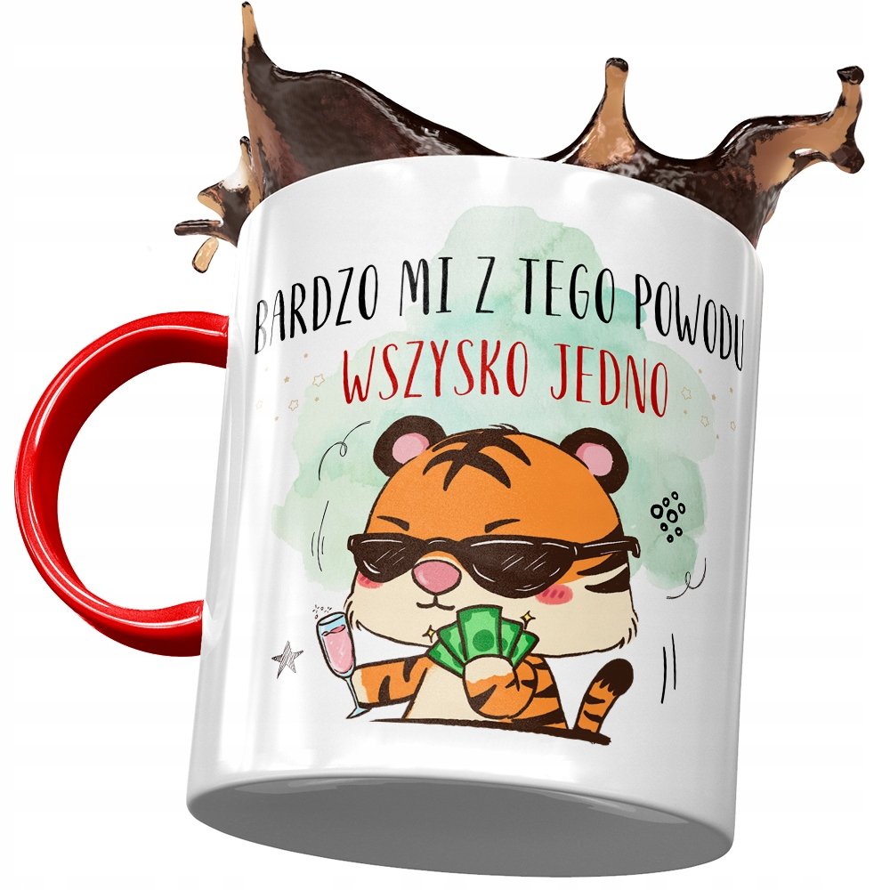 Kubek Czerwony z Tygryskiem Słodki na Prezent z Nadrukiem ze Zdjęciem ...