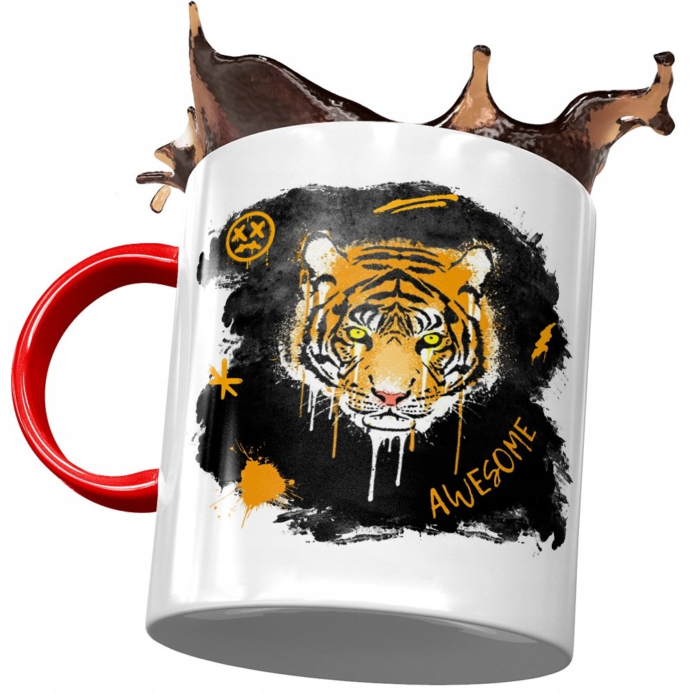 Kubek Czerwony Z Tygryskiem Słodki Na Prezent Z Nadrukiem Ze Zdjęciem ...