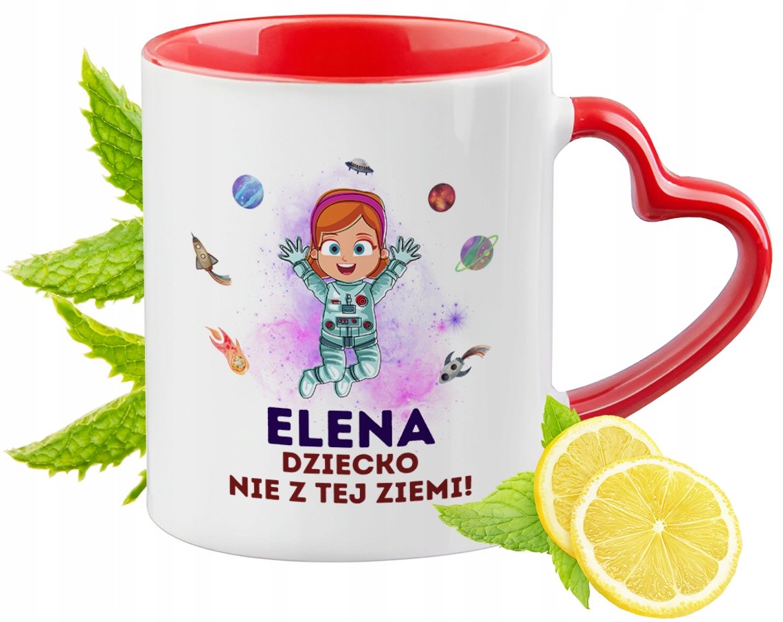 Kubek Czerwony z Uszkiem w Kształcie Serca Dla Eleny na Prezent ...