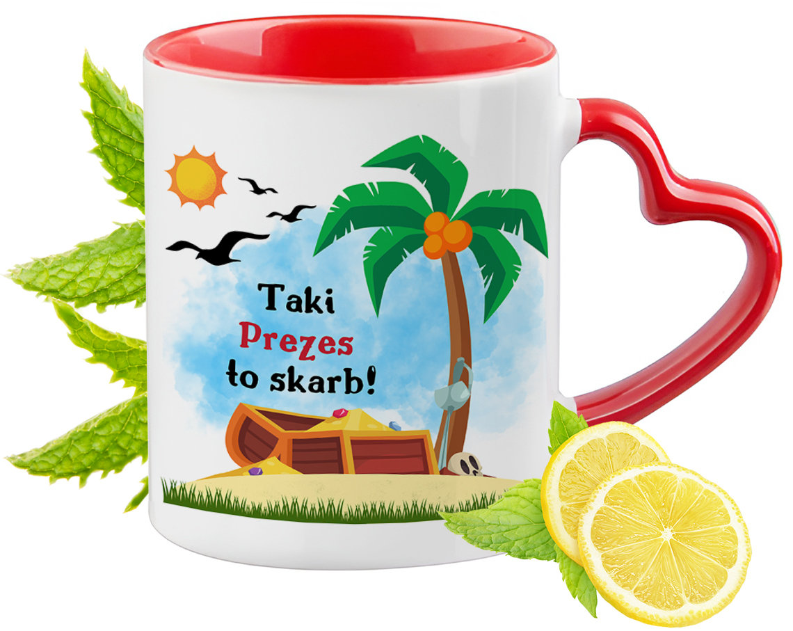 Kubek Czerwony z Uszkiem w Kształcie Serca Dla Prezesa na Prezent - PoliDraw | Sklep EMPIK.COM