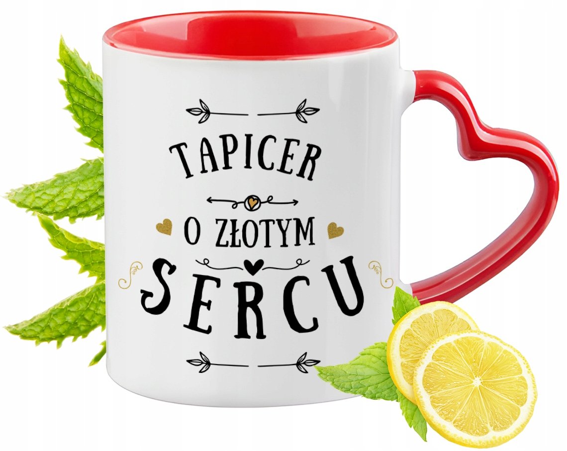 Kubek Czerwony z Uszkiem w Kształcie Serca Dla Tapicera na Prezent - PoliDraw | Sklep EMPIK.COM