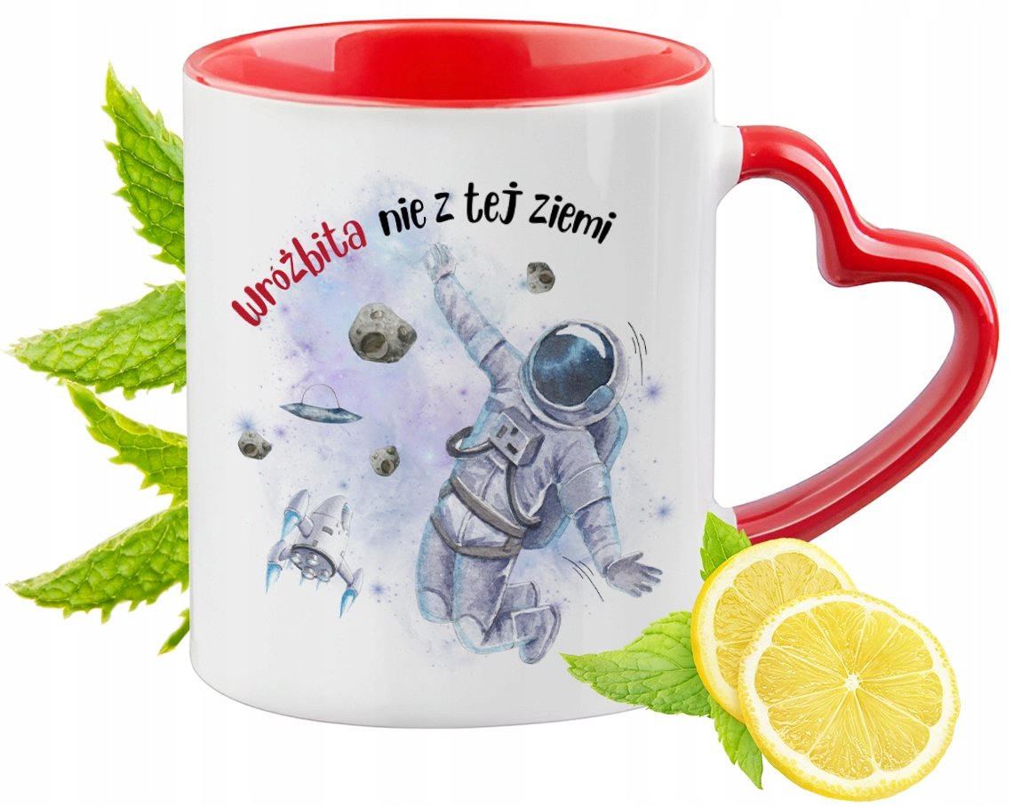 Kubek Czerwony z Uszkiem w Kształcie Serca Dla Wróżbity na Prezent - PoliDraw | Sklep EMPIK.COM