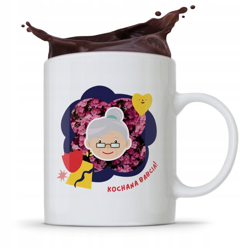 KUBEK DLA BABCI NA IMIENINY KOCHANA BABCIA z Nadrukiem ze Zdjęciem - PoliDraw | Sklep EMPIK.COM