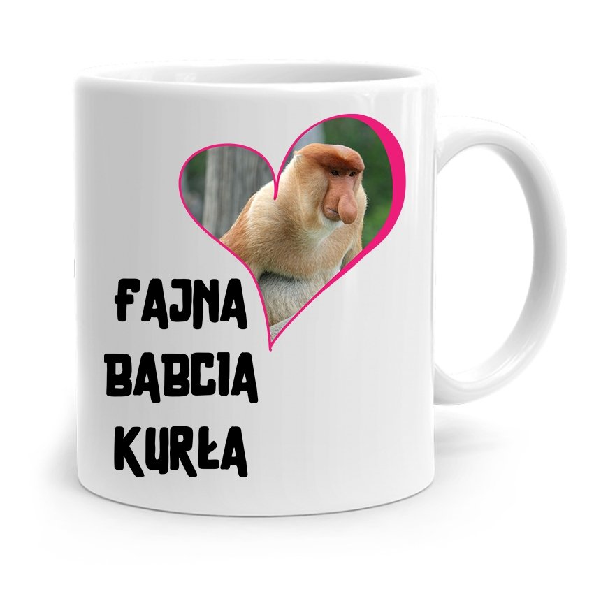 KUBEK DLA BABCI NA URODZINY FAJNA BABCIA KURŁA z Nadrukiem ze Zdjęciem ...