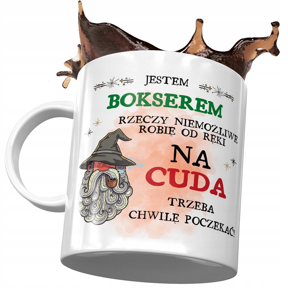 Kubek Dla Boksera Na Cuda Trzeba Chwilę Poczekać Z Nadrukiem Ze ...