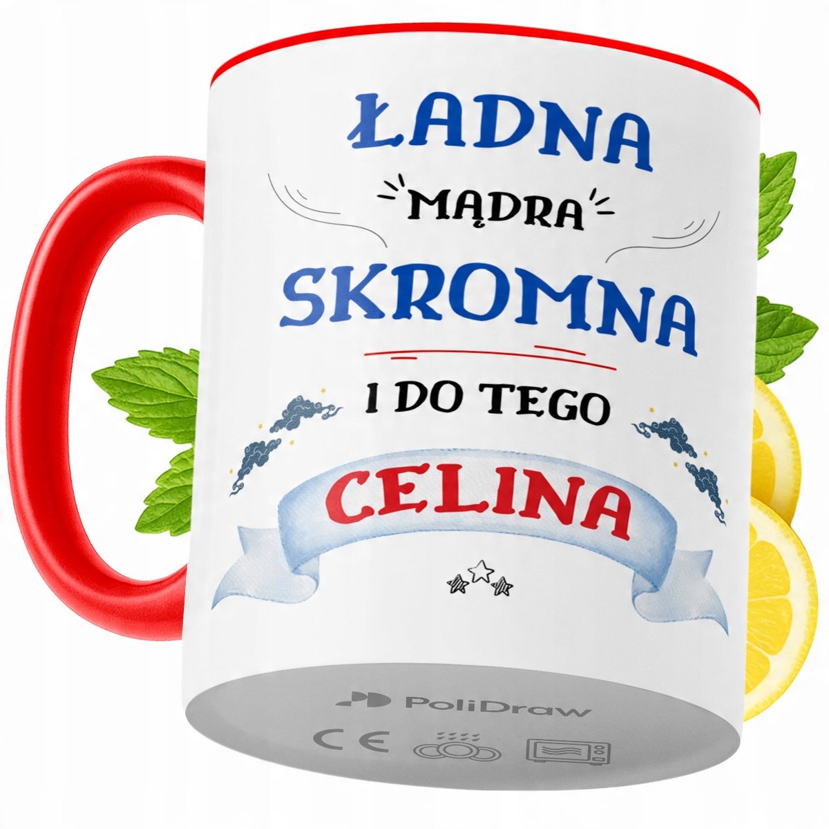 Kubek Dla Celiny na Prezent z Nadrukiem ze Zdjęciem 330 ml Czerwony ...