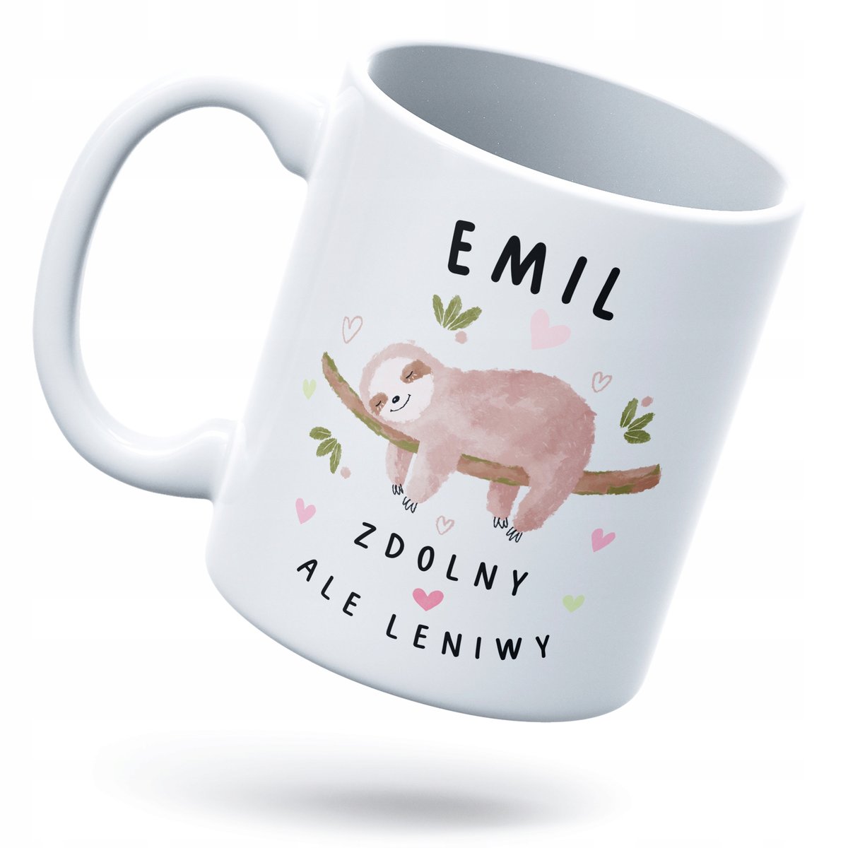 Kubek Dla Emila Na Prezent z Dowolnym Trwałym Nadrukiem Zdjęciem Biały ...