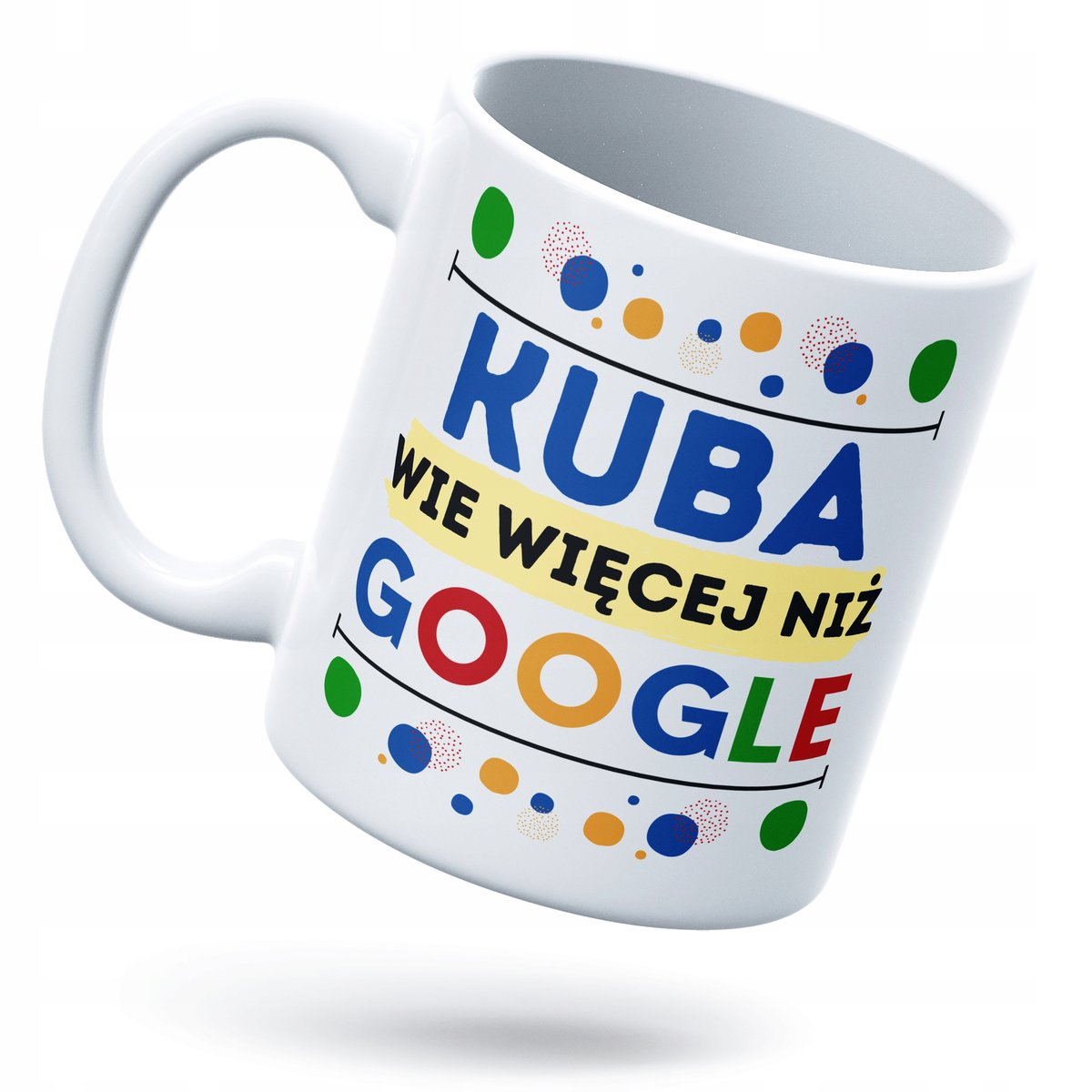 Kubek Dla Kuby Prezent z Dowolnym Trwałym Nadrukiem Zdjęciem Biały Logo ...