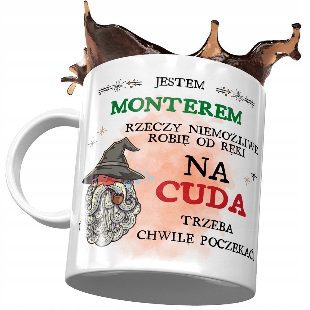 Kubek Dla Montera na Cuda Trzeba Chwilę Poczekać z Nadrukiem ze Zdjęciem + Opakowanie na prezent ...