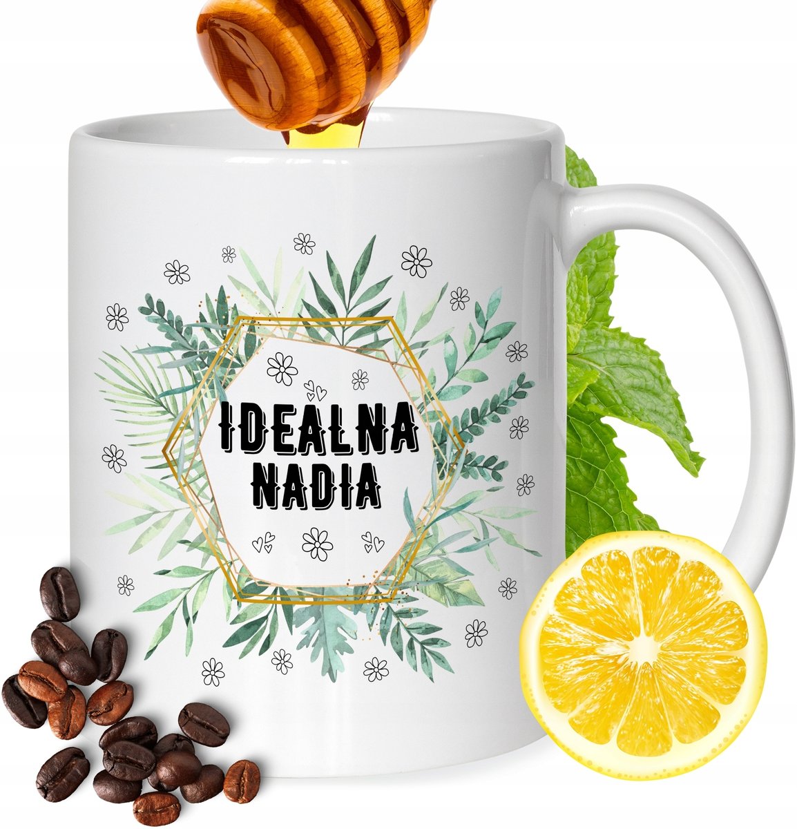 Kubek Dla Nadii Koleżanki Przyjaciółki Żony Prezent z Nadrukiem Biały ...