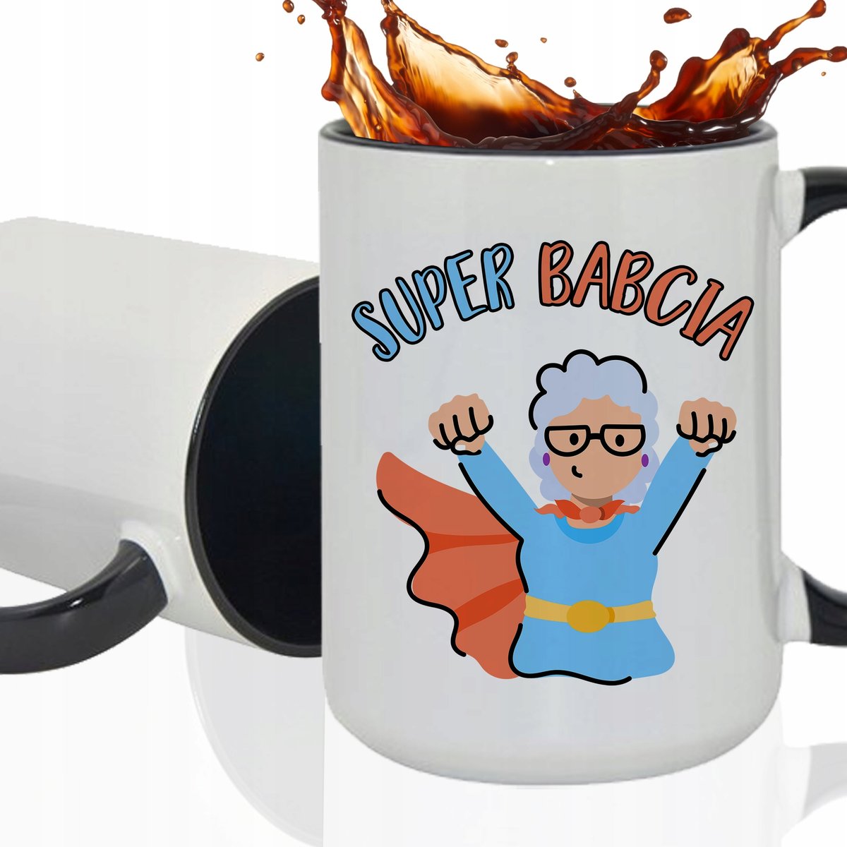 Kubek DUŻY XXL CZARNY Na Prezent DZIEŃ BABCI Urodziny SUPER BABCIA Wzory - Inna marka | Sklep ...