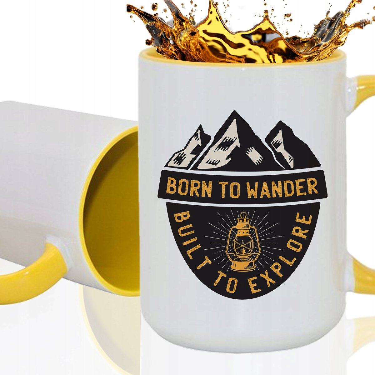 Kubek DUŻY ŻÓŁTY Na Prezent Dla Miłośnika Przygód BORN TO WANDER Wzory - Inna marka | Sklep ...