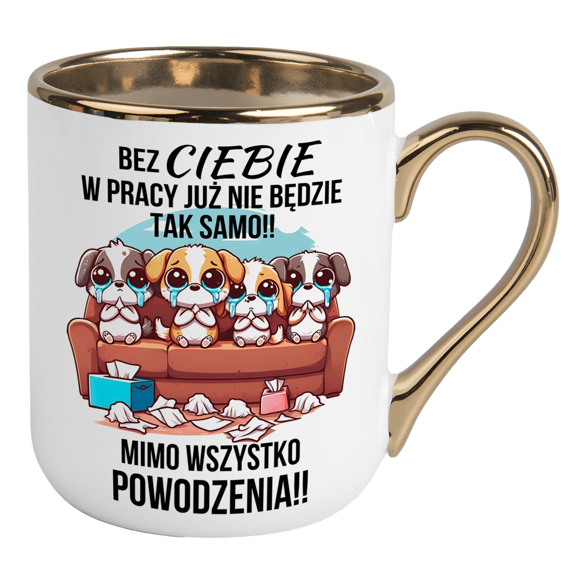 Kubek elegant złoty na odejście pożegnanie z pracy smutne pieski prezent - Kubkotwórnia | Sklep ...