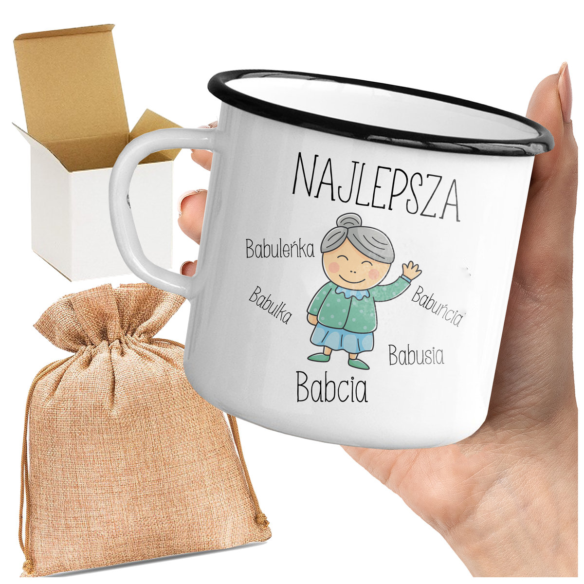 Kubek_emaliowany z nadrukiem najlepsza babcia prezent upominek dla babci - Gartees | Sklep EMPIK.COM