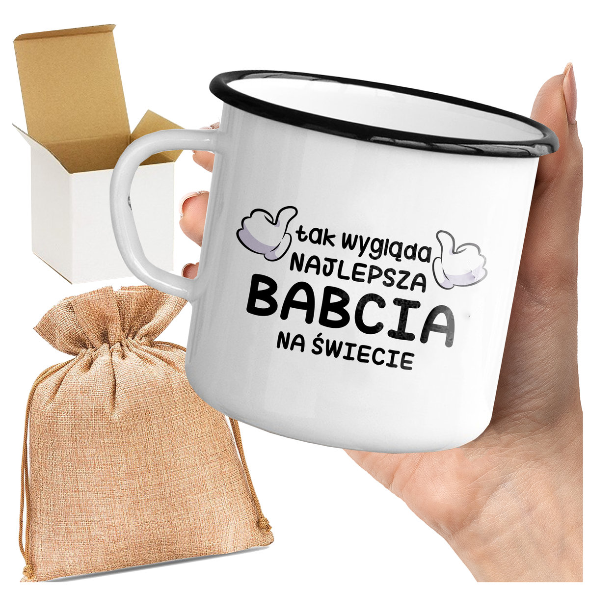 Kubek_emaliowany z nadrukiem tak wygląda najlepsza babcia na świecie ...