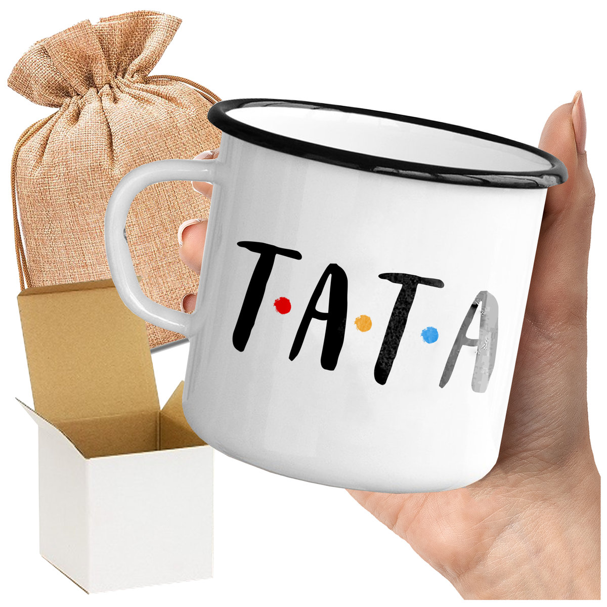 Kubek_emaliowany z nadrukiem tata serial friends prezent na dzień ojca ...