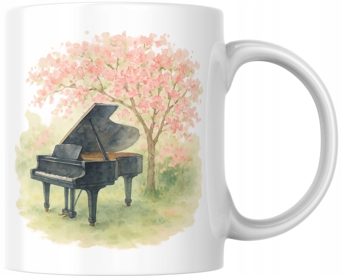 Kubek FORTEPIAN w ogrodzie PREZENT dla pianistki MUZYKA art ...