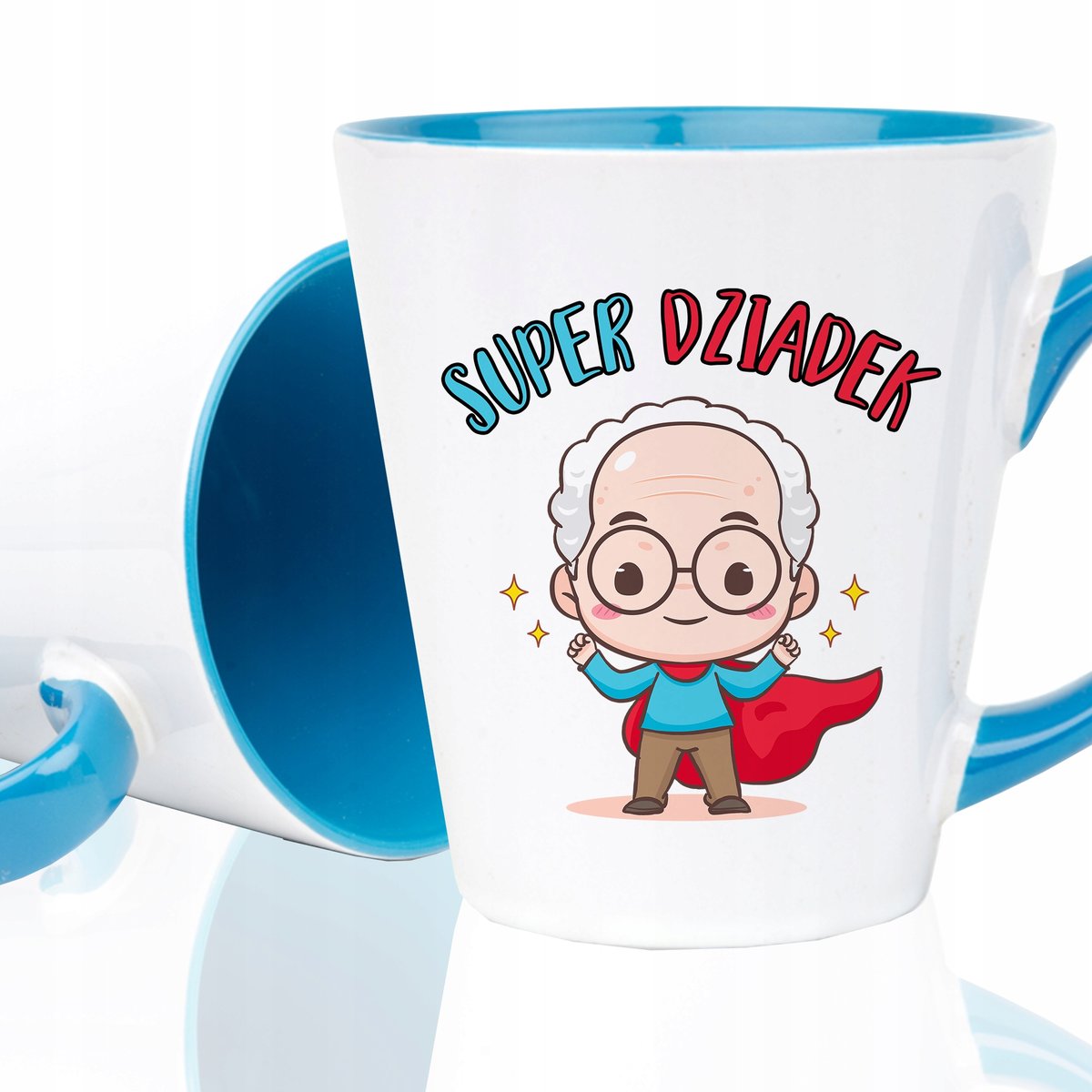 KUBEK LATTE NIEBIESKI Prezent Urodziny Na Dzień Dziadka SUPER DZIADEK Wzory - StyleCouture ...
