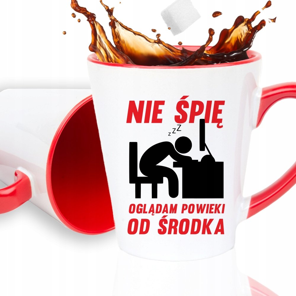 KUBEK LATTE RED Na Prezent Do Pracy W Korpo NIE ŚPIĘ OGLĄDAM POWIEKI Wzory - StyleCouture ...