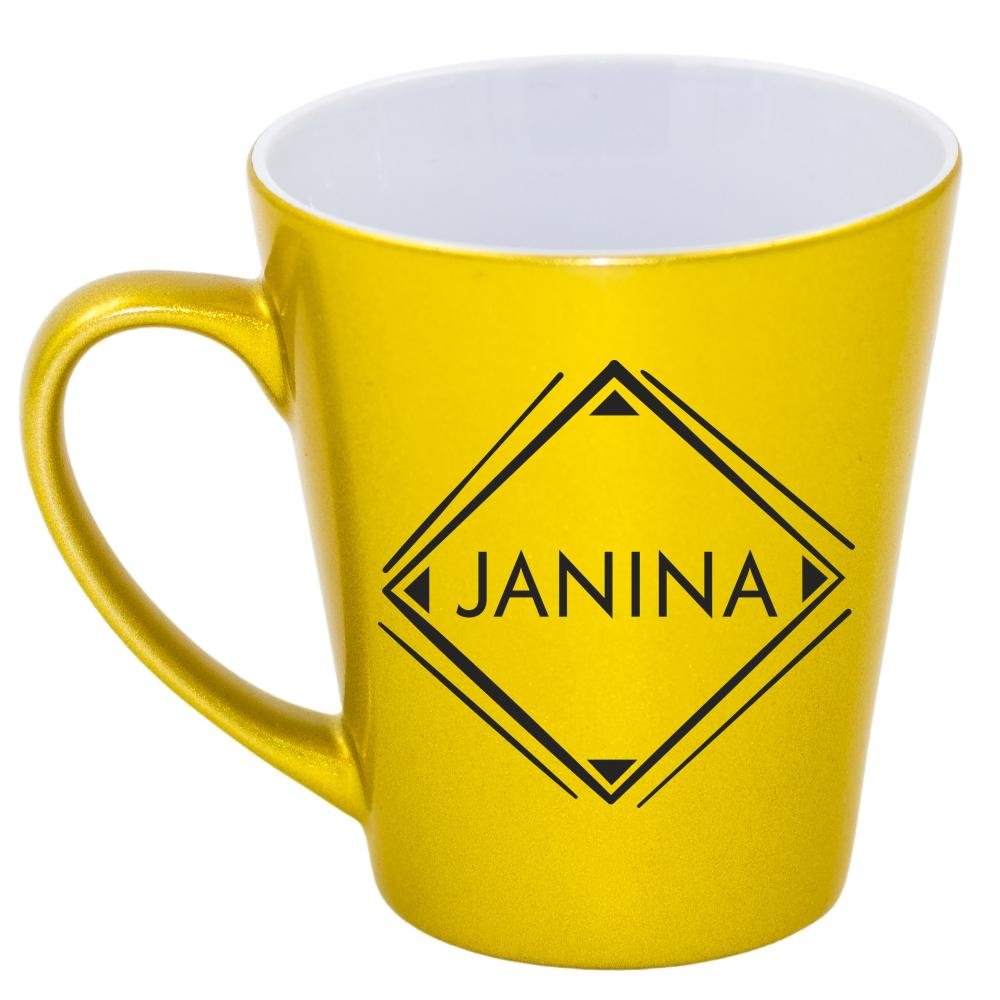 Kubek latte złoty z imieniem Janina, prezent dla Janiny, 8 ...
