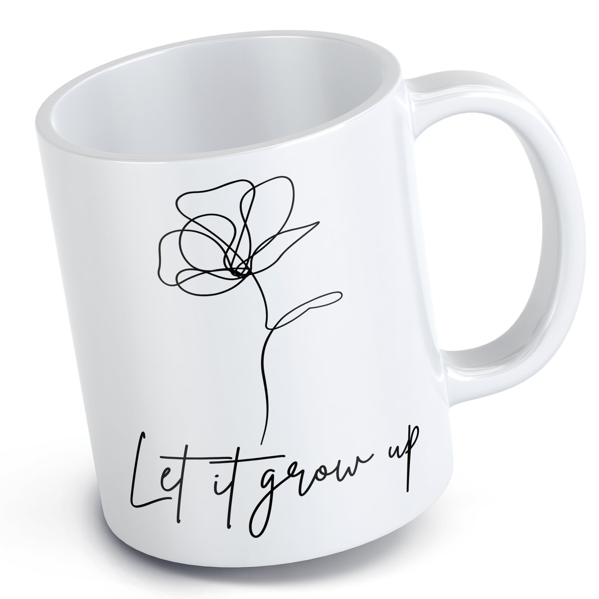 Kubek line art let it grow up róża kwiat miłości artystyczny prezent ...