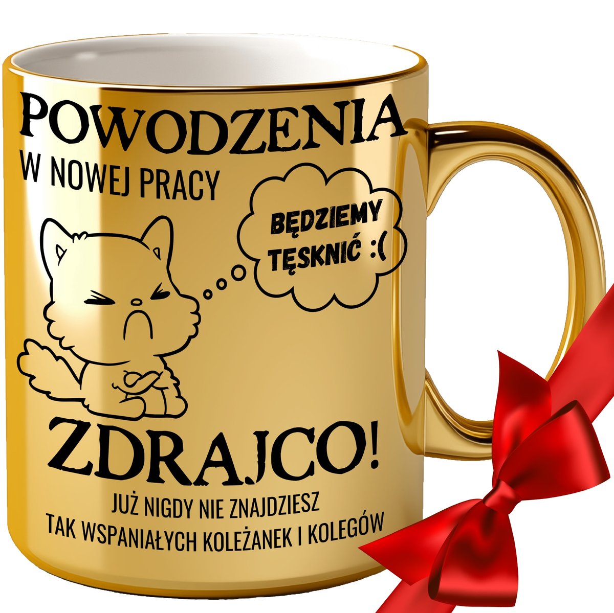 KUBEK NA POŻEGNANIE ODEJŚCIE KOLEŻANKI KOLEGI Z PRACY BIURA GRAWER ZŁOTY - candygift | Sklep ...