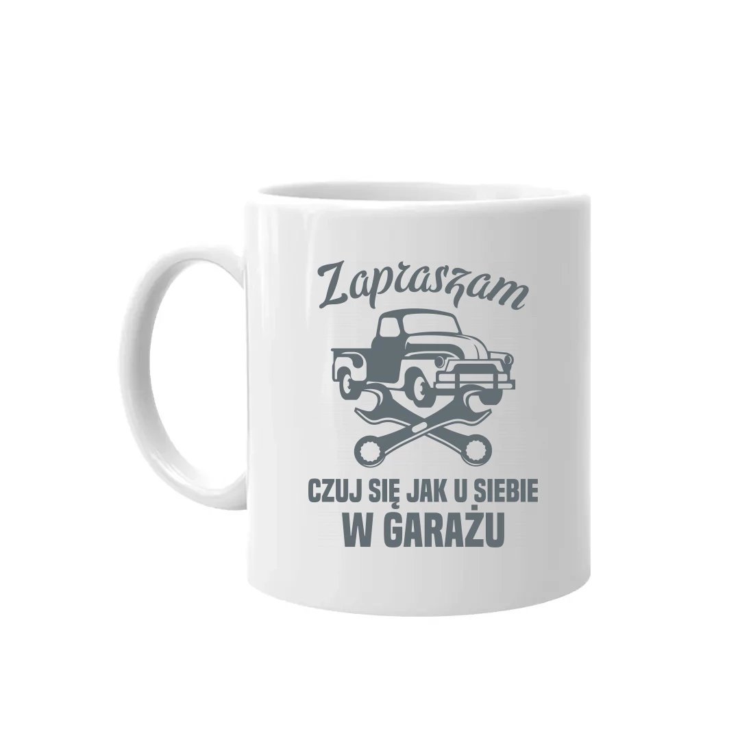 Kubek na prezent Zapraszam, czuj się jak u siebie w garażu - Koszulkowy | Sklep EMPIK.COM