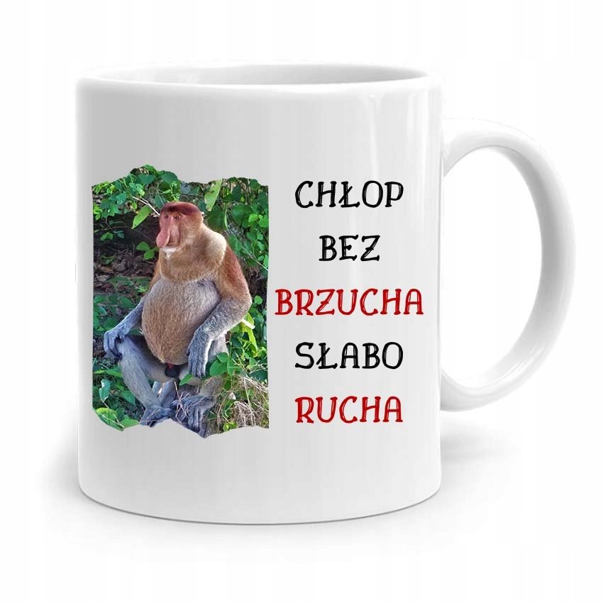 KUBEK NOSACZ JANUSZ POLAK CHŁOP BEZ BRZUCHA z Nadrukiem ze Zdjęciem ...