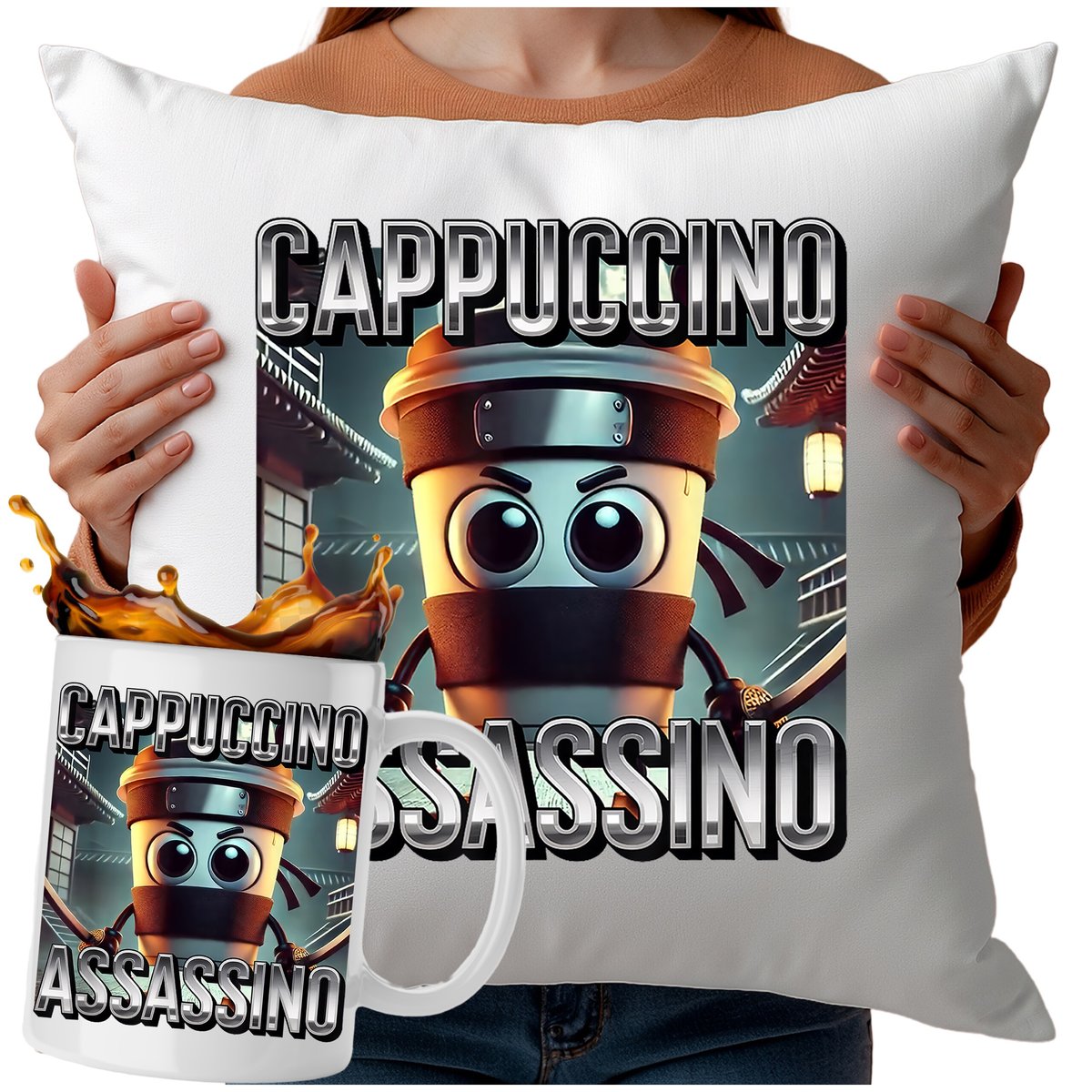 Kubek Poduszka Brainrot Cappuccino Assassino 330Ml 40X40Cm Zestaw ...