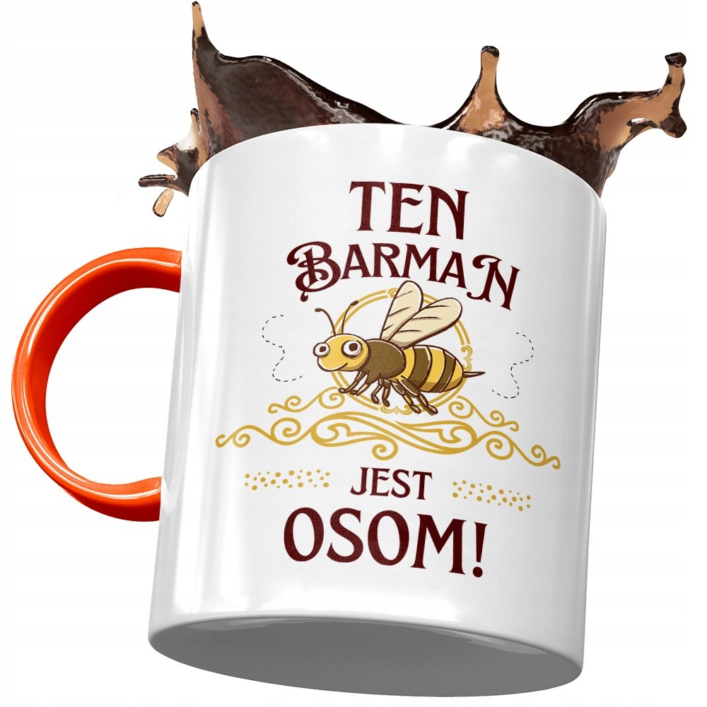 Kubek Pomarańczowy dla Barmana Barman Jest Osom z Nadrukiem ze Zdjęciem ...