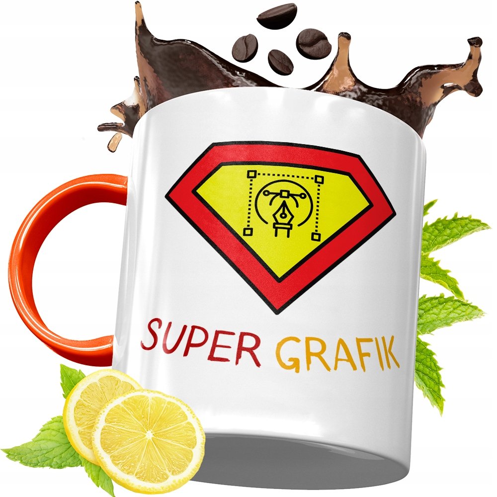 KUBEK POMARAŃCZOWY DLA GRAFIKA IDEALNY NA PREZENT z Nadrukiem ze ...