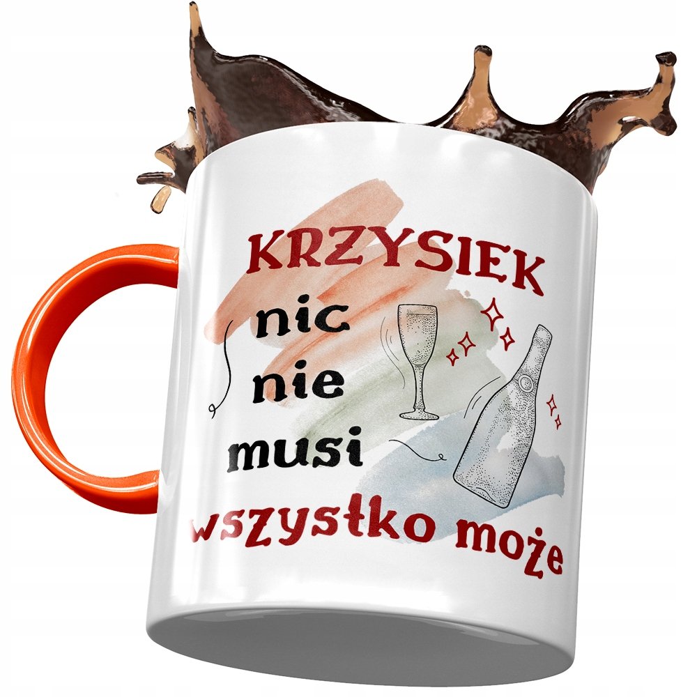Kubek Pomarańczowy Dla Krzyśka Kolegi Na Prezent Z Nadrukiem Ze Zdjęciem + Opakowanie Na Prezent ...