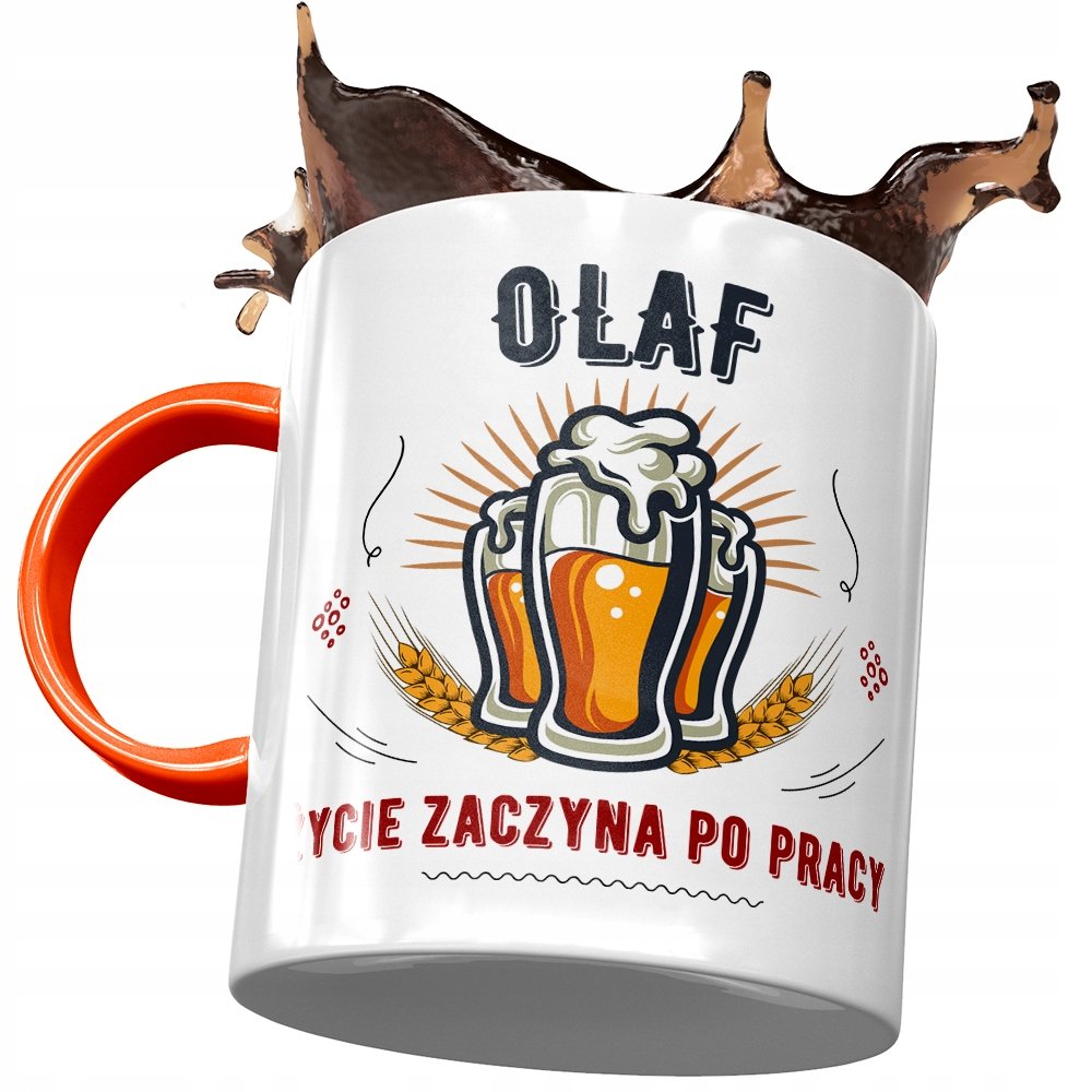 Kubek Pomarańczowy Dla Olafa Kolegi Męża Prezent z Nadrukiem ze ...