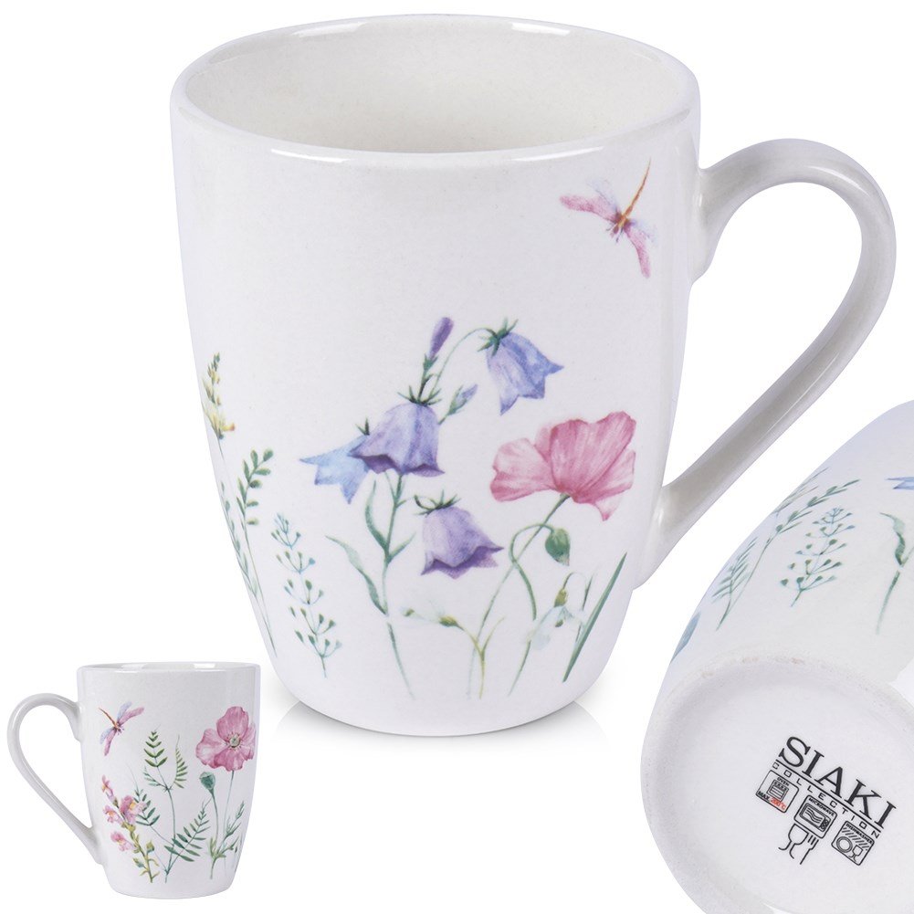 Kubek porcelanowy dekorowany w kwiatki duży do picia kawy herbaty 370 ...