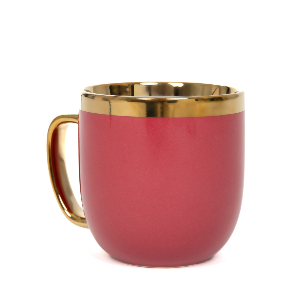 Kubek porcelanowy SINNES magenta ze złotymi dodatkami 280 ml Homla - Homla | Sklep EMPIK.COM