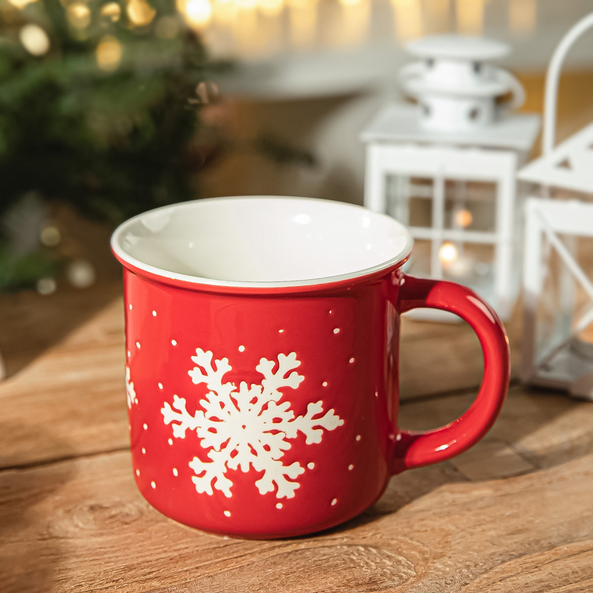 Kubek porcelanowy świąteczny TRINKIE ze śnieżynką, 360ml, Homla - Homla ...